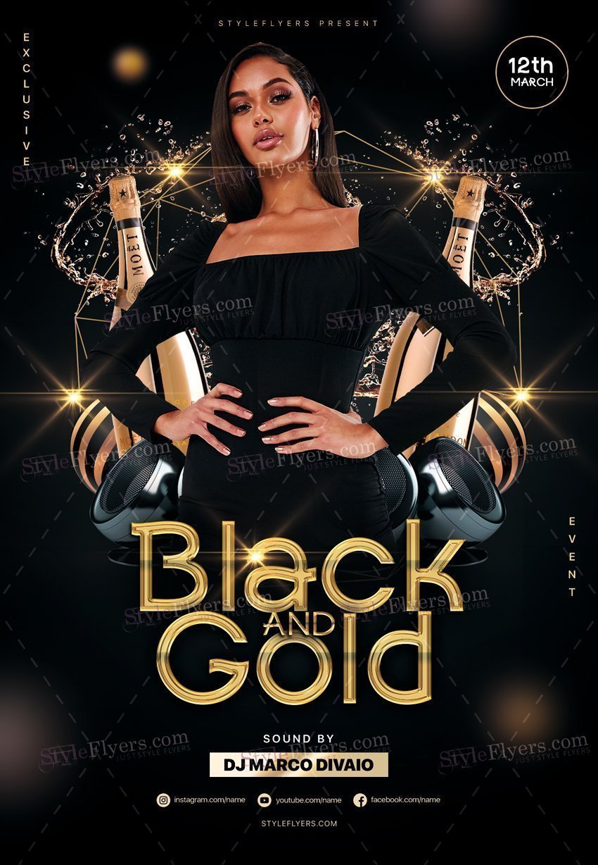 Black And Gold Psd Flyer Template – StyleFlyers
